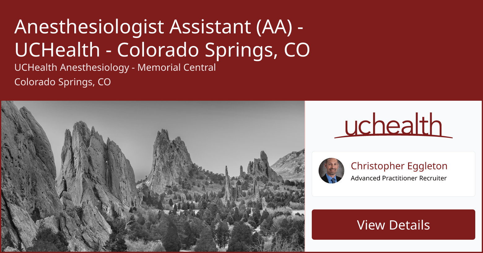 Anesthesiologist Assistant (AA) - UCHealth - Colorado Springs, CO ...